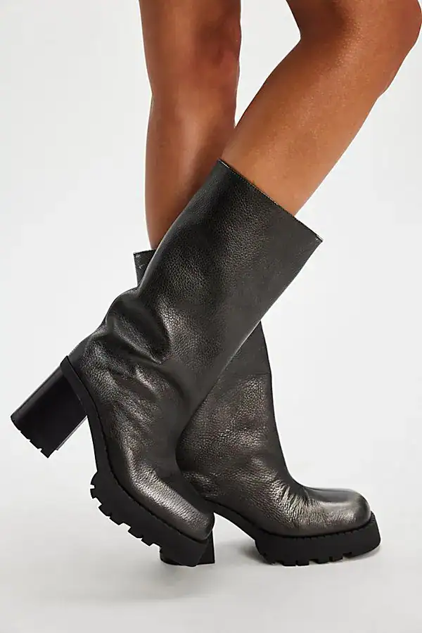 Miista Steffi Tall Boots In Brushed Silver - 56% Off | Editorialist